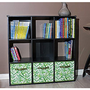 Seta Direct, Green Leaves Patterned Canvas Collapsible Storage Bins Cube Storage Shelf Organizer [3 Pack]