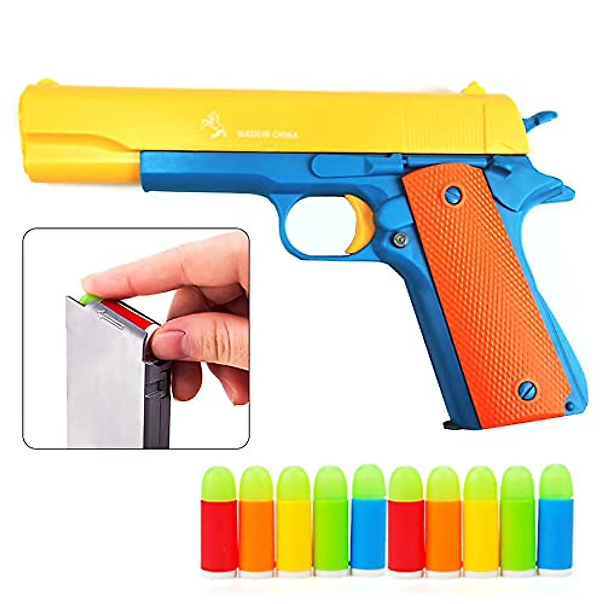 Toy Gun Colt 1911 Pistol with Magazine and Bullets, 1: 1 Size Blaster Gun Toy for Boy Gift , Training or Play