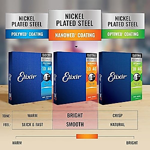 Elixir Strings, Electric Guitar Strings, Nickel Plated Steel with NANOWEB Coating, Longest-Lasting Bright Tone with Comfortable Feel, 6 String Set, Heavy 12-52
