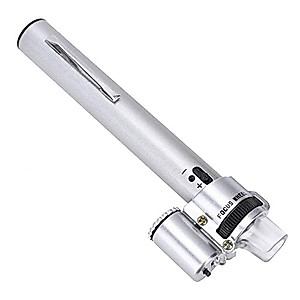 100X Pocket Size Microscope Adjustable Focusing Microscope Pen Type LED Mini Magnifier for Jewelry Shop Laboratory