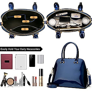 ZiMing Glossy Patent Leather Handbags Classic Dome Satchel Bag Women Stylish Crossbody Bags Top Handle Purses Shoulder Bag-Black