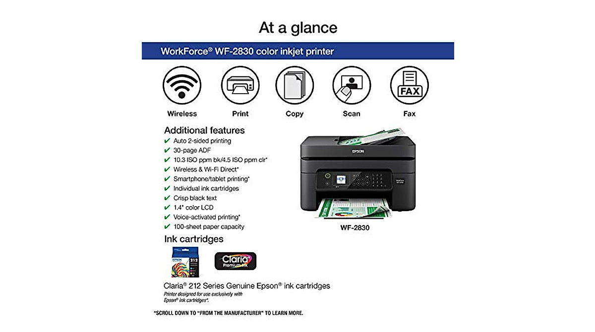 Epson Workforce WF-2930 Wireless All-in-One Printer | High-Quality Printing