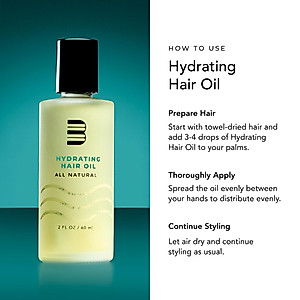 BluMaan Hydrating Hair Oil - Designed for Dry, Frizzy, Straight, or Curly Hair - 100% Natural Men's Hair Strengthening Oil - 60 ml / 2.0 oz