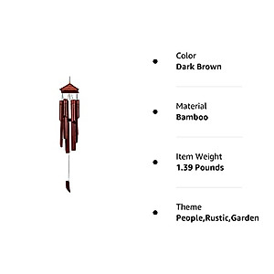 Bamboo Wind Chimes, 41" Outdoor Wood Wooden Wind Chimes with Melody Deep Tone, Classic Zen Garden Décor for Patio and Home, Dark Brown Finish and Natural Sound Ideal for Enhancing Any Outdoor Space