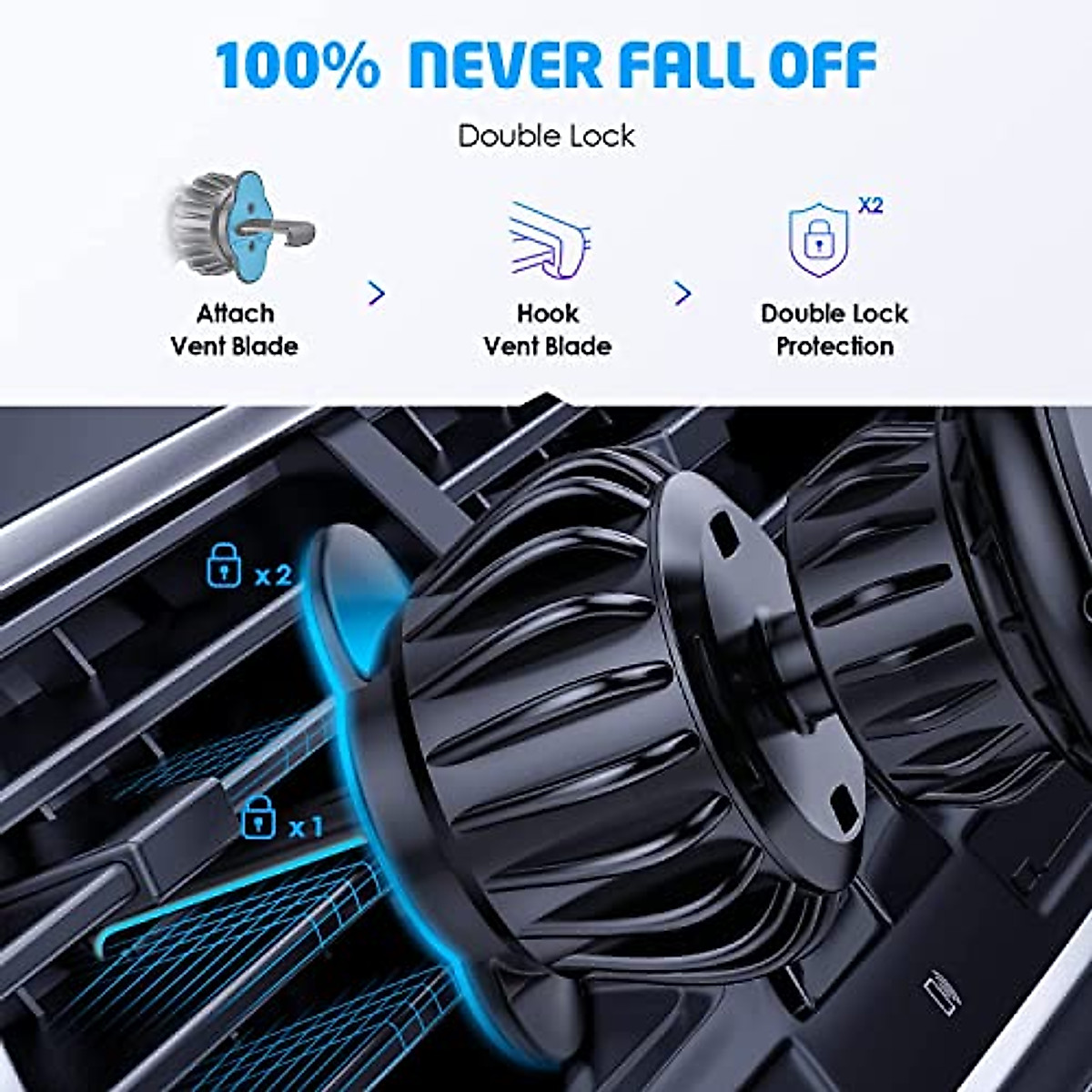 WixGear [2 Pack Universal Air Vent Magnetic Phone Holder for Car, Phone Mount for Car for Cell Phones and Mini Tablets (New Upgraded Vent Locks)