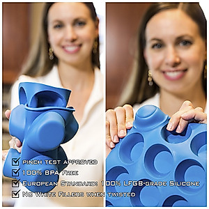 Amison Silicone Muffin Tray Cupcake Baking Pan 12 Cup, Non - Stick Silicone Mold, Dishwasher - Microwave Safe (Blue)