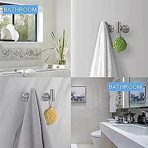 SOMDARHK Towel Hooks for Bathrooms Brushed Nickel SUS304 Stainless Steel Towel Clothes Hook Wall Hook Robe Hook Holder, Heavy Duty Round Coat Hooks for Bathroom Livingroom Hotel Kitchen Garage 2 Pack