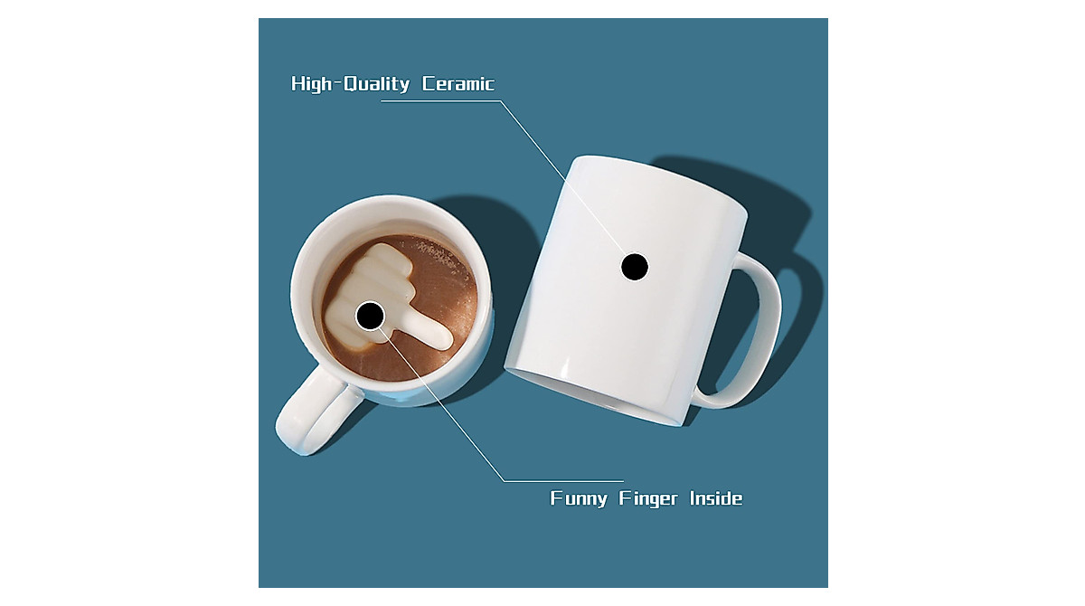ZFBIRD Middle Finger Ceramic Mug – Funny 350ml Coffee Cup for Gag Gifts