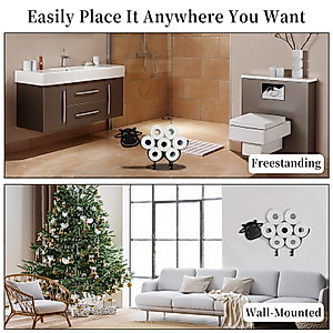 Cow Decorative Toilet Paper Holder Shelf, Cute Funny Tissue Iron Storage Stand Rack Iron Roll Paper Storage Bathroom Kitchen Accessories (Black-Cow)