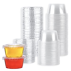 Galashield [50 Sets - 2 oz.] Jello Shot Cups Condiment Containers with Lids | Sauce Cups, Portion Cups, Dressing Container | Small Plastic Containers with Lids