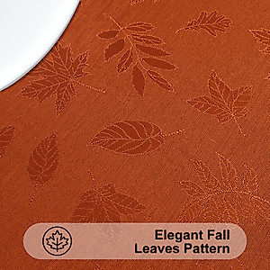 Smiry Thanksgiving Tablecloth 60x84 Inch, Fall Waterproof Damask Table Cloth for Rectangle Table, Autumn Leaves Fabric Jacquard Table Covers for Harvest Parties, and Holiday Dinner, Rust