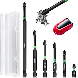 PTSLKHN Phillips Bits Set, Magnetic Phillips Head Drill Bits, 6PCS Phillips Impact Bits and Screwdriver Bits Magnetizer