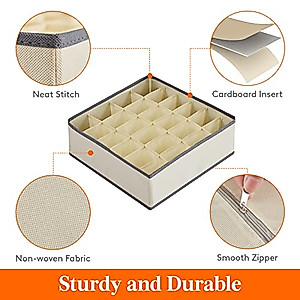 Lifewit 6 PCS Drawer Underwear Organizers, Bundle with 2 Pack Sock Organizers, Beige