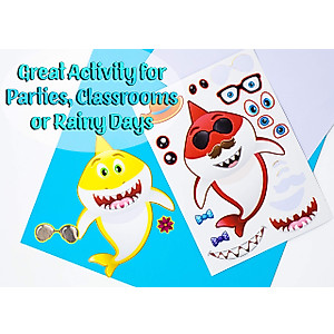 Edgewood Toys 24 Make A Shark Stickers For Kids - Great For Birthday Party Favors, Decorations, & Prizes - Let Your Kids Get Creative & Design Their Favorite Shark Stickers – Fun Kids Craft Activity