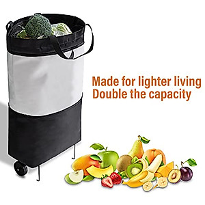 BESUNTEK Shopping Bag with Wheels Foldable Trolley Bags Collapsible Reusable Grocery Cart for Travel Shopping Home Kitchen Supermarket