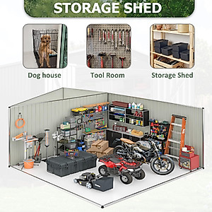 VIWAT 10x14 Outdoor Storage Shed, Garden Shed with Updated Frame Structure and Lockable Doors, Metal Tool Sheds for Backyard Garden Patio Lawn, White