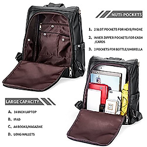 Oyifan Womens Leather Backpack Purse Bookbag Purse Anti-theft Travel Backpack Convertible Handbag