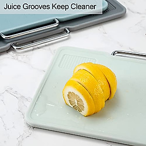 Domonic Home Cutting Board Set, Cutting Boards for Kitchen Dishwasher Safe, Plastic Cutting Board with Holder, Chopping Board with Juice Grooves, Non-Slip