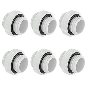 Dracaena.io 6 Pack G1/4" Thread, Male to Male Mini Extender Fitting with Tighten O-Ring, Brass Compression Fitting for PC, Premium Pipe Extension Fitting Adapter, White