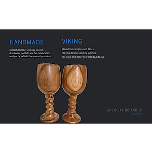 Handmade Wooden Shine Goblet Wine Glass Natural Wooden Wine Chalice Rustic Goblet Cup Drinkware Cummunion Toast Set of 2