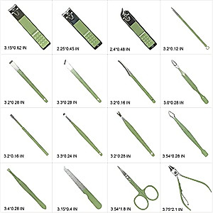 MAKEVAYEE Manicure Set, 16 in 1 Manicure Professional Nail Clippers Kit, Stainless Steel Manicure Tools With Nail File Cuticle Trimmer Grooming Kits, Manicure Set for Women Man Grils Gift (Green)