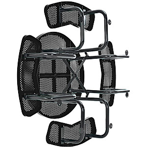 Global Industrial 46" Round Perforated Metal Outdoor Picnic Table, 84" W x 84" D Overall, Black