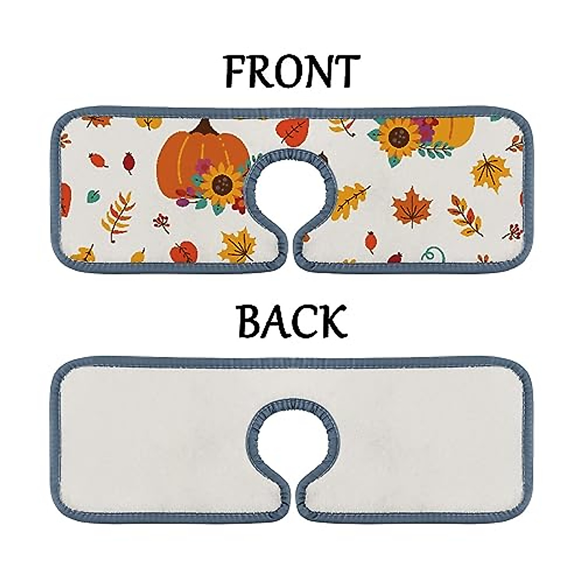 Kitchen Faucet Mat Splash Guard 3 Pieces Autumn Orange Pumpkins Sunflowers Absorbent Faucet Sink for Bathroom Counter,Faucet Counter Water Stains Preventer Drip Catcher