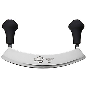 Mercer Culinary Double Blade Rocking Mezzaluna Knife with 2 Knob Handles, 8 Inch, Stainless Steel