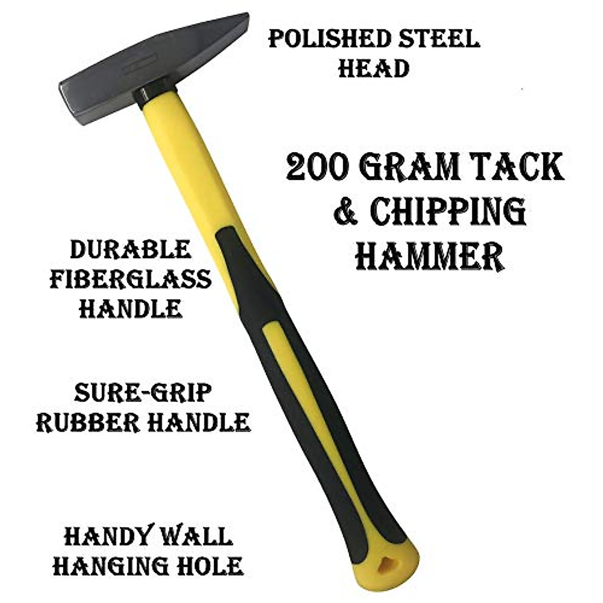Benchmark - 3 Piece Hammer Set; 16 OZ. Claw Hammer, Tack Hammer; Rubber Mallet (Double SIded); Shock Absorbing Rubber Grips, Durable Fiberglass Handles And Polished Steel Heads