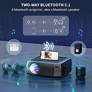 Projector with WiFi and Bluetooth, 500 ANSI Betife Native 1080P HD Outdoor Movie Projector 4K Supported, 450" Display & 50% Zoom,5G WiFi Portable Home Theater Video Projector for TV Stick,Phone,Laptop