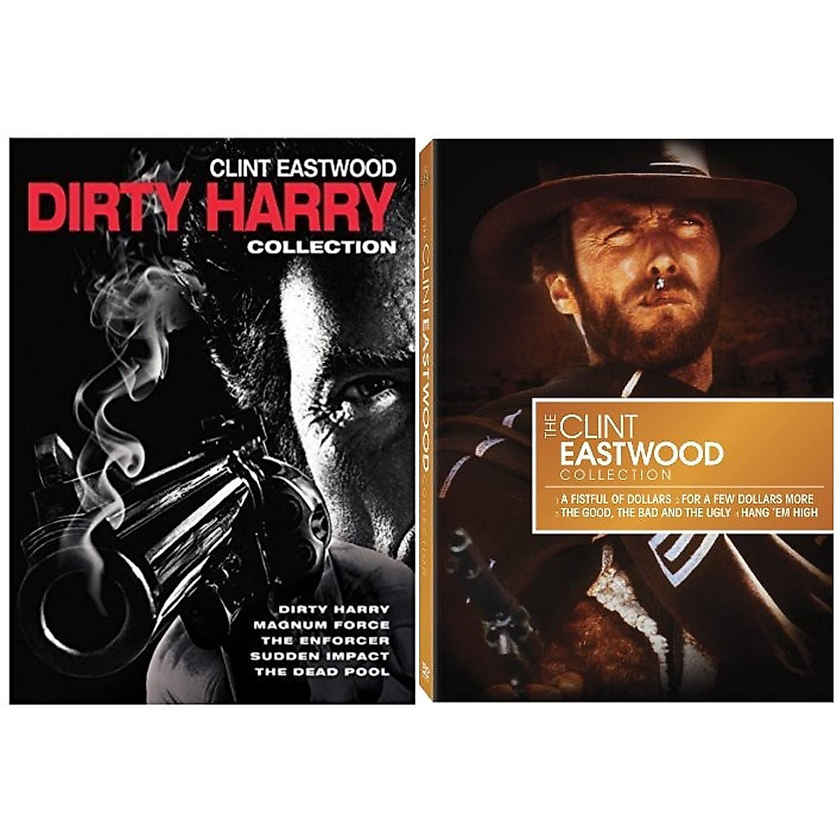 Clint Eastwood 9 Movie DVD Collection Dirty Harry Complete Series & Spaghetti Westerns Includes Bonus Western Movie Art Card
