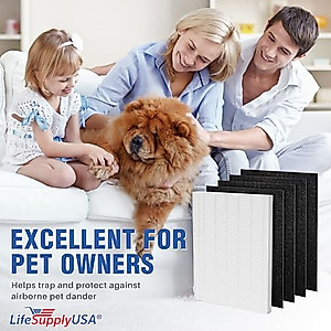 LifeSupplyUSA True HEPA + 4 Carbon Replacement Filters Compatible with Winix 115115 Size 21 and Plasma Wave WAC5300, WAC5500, WAC6300, 5000, 5000b, 5300, 5500, 6300 & 9000