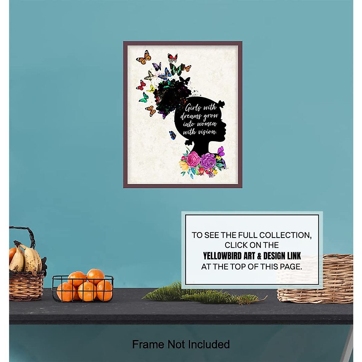 African American Girls Motivational Wall Art - Black Art - Inspirational Poster - Teens, Little Girls Bedroom, Kids Room - Positive Quotes - Encouragement Sayings - Daughter Gifts - Family Wall Decor