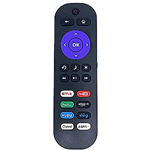Replacement Roku TV Remote, Compatible with TCL/ONN/Element/Westinghouse/Haier/Hitachi/LG/Sanyo/JVC/Magnavox/RCA/Philips Roku Built-in Smart TVs