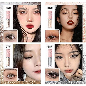 SUMEITANG 8Pcs Liquid Glitter Eyeshadow，Highly Pigmented Shimmer Metallic Sparkling Eye shadow，Multi-Dimensional Sparkle Finish，Long Wearing，Quick-Drying Liquid Eyeshadow for Crystal Eye Makeup