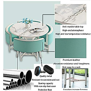 Reception Tables and Chairs Home Kitchen Leisure Table 80cm Marble Round Table Nordic 1 Table and 4 Chairs Vintage Leather Lounge Chair Office Reception Room Negotiating Table Cafe Library Lounge ( Co