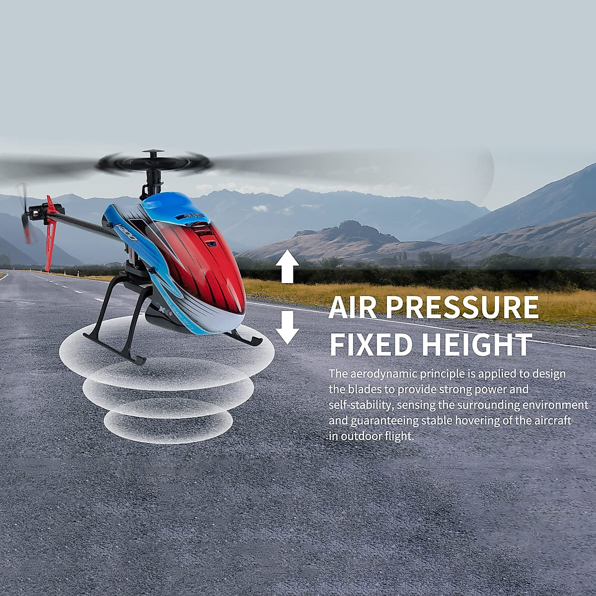 GoolRC RC Helicopter, WLtoys XK K200 Remote Control Helicopter, 2.4GHz 4 Channel RC Aircraft with 6-Axis Gyro, Optical Flow Positioning, Altitude Hold, One Key Take Off/Landing, Easy to Fly for Adults