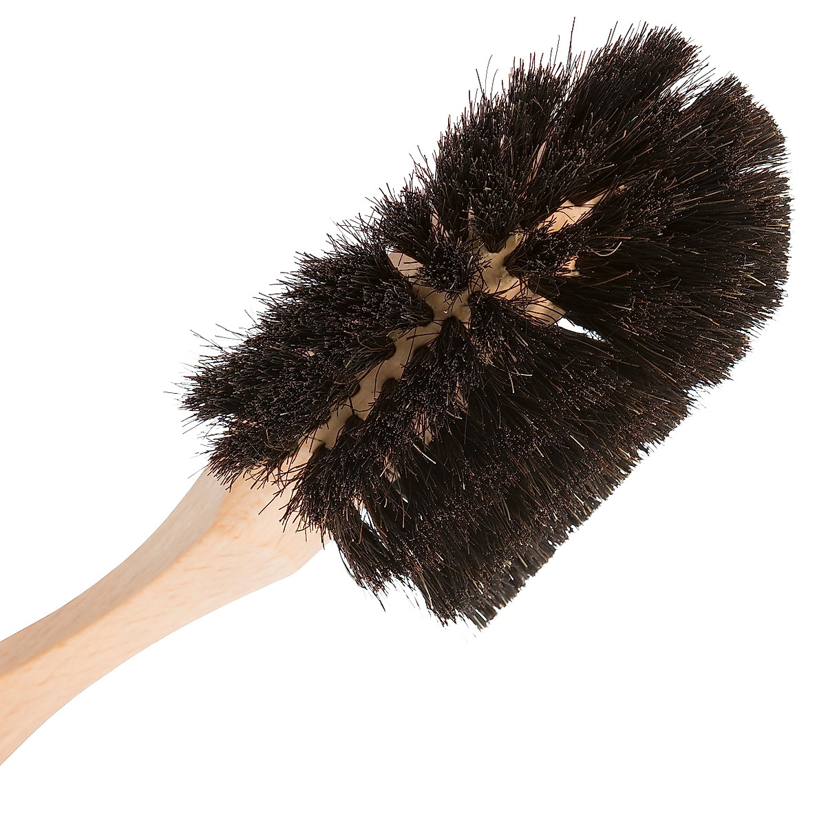 Redecker Oiled Beechwood Dish Brush with Curved Handle and Black Horsehair, 10-1/2-Inches Long, Made in Germany