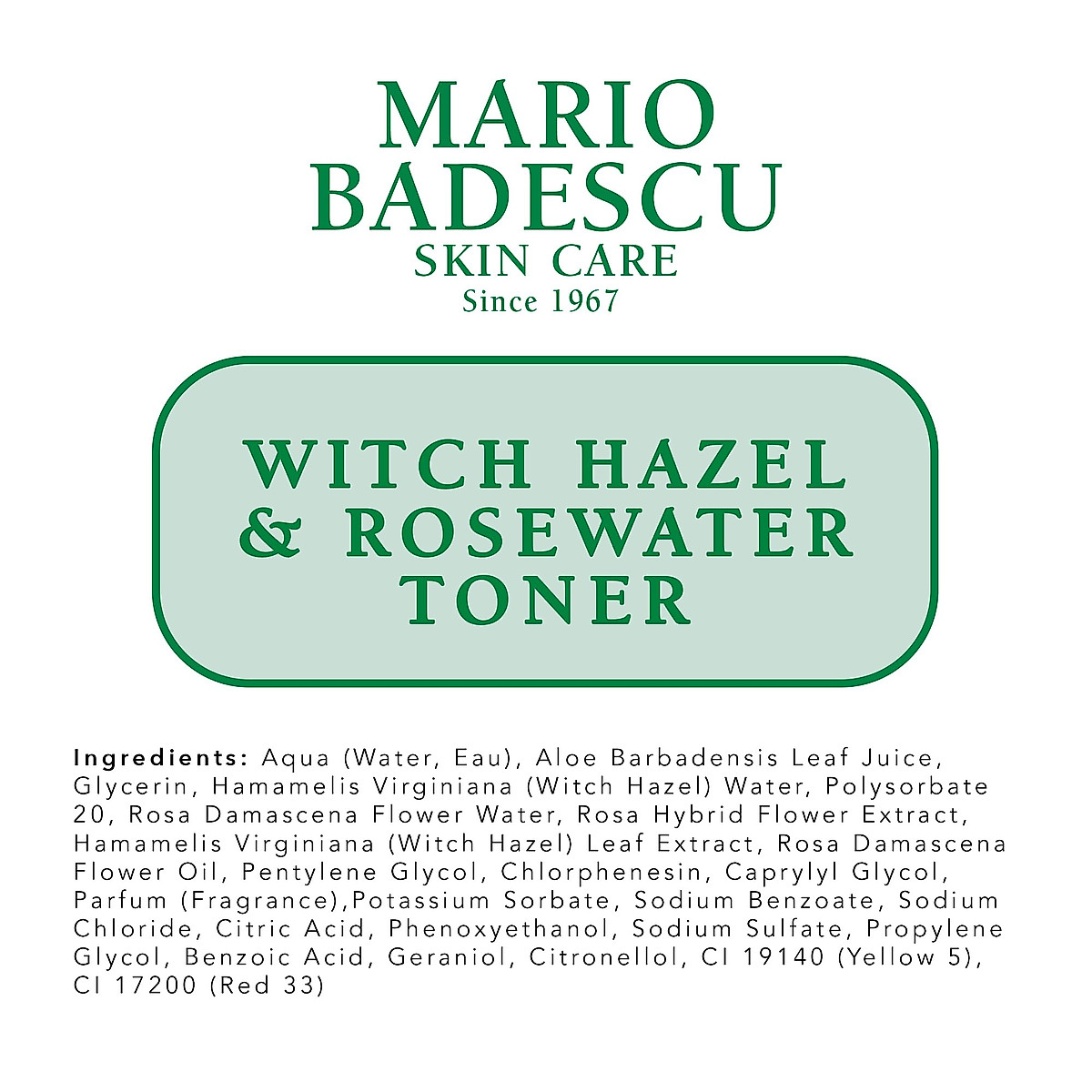 Mario Badescu Witch Hazel & Rosewater Toner for All Skin Types |Alcohol Free Facial Toner that Clarifies and Rejuvenates |Formulated with Witch Hazel & Rose Extract| 8 FL OZ