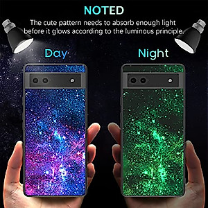 BENTOBEN Pixel 6a Case, Slim Fit Glow in The Dark Hybrid Hard PC Soft TPU Bumper Drop Protective Girls Women Boy Men Phone Cases Cover for Google Pixel 6a 6.1", Nebula/Galaxy