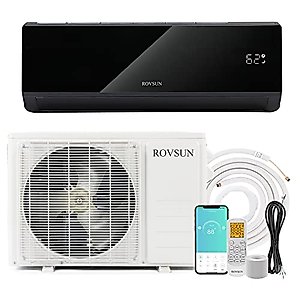 ROVSUN Wifi Enabled 12,000 BTU Mini Split AC/Heating System with Inverter, 19 SEER 115V Energy Saving Ductless Split-System Air Conditioner with Pre-Charged Condenser, Heat Pump & Installation Kit (Black Series)
