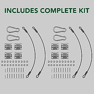 (4-Pack) Garbage Can Lock, Trash Can Lock Kit with Nylon Coated Wire Ropes, Stainless Steel Hasps, Mounting Hardware, Bonus Self-Tapping Screws