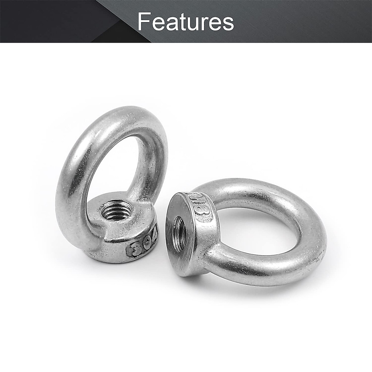 MroMax 20Pcs Lifting Eye Nut M8 Metric Female Thread Ring Shape Nut 304 Stainless Steel Round Shape Fastener Lifting Ring for Rope Fitting Silver