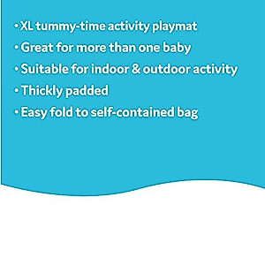 Yookidoo Fiesta Baby Tummy Time Mat. Folds As Carrying Bag. Indoor & Outdoor Activity Play Gym with Mirror, Rattle & Teether. Extra Large Washable Newborn Blanket (145 X 100cm)