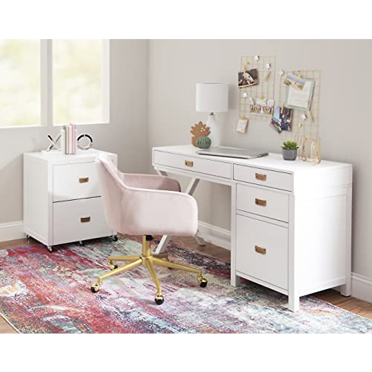 Linon White Modern Classic Side Storage Sadie Desk