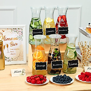 CUCUMI 6pcs 35oz Glass Carafe with Lids, Glass Juice Carafe Set for Mimosa Bar, Bubbly Bar, Brunch, Iced Tea, Parties Banquets