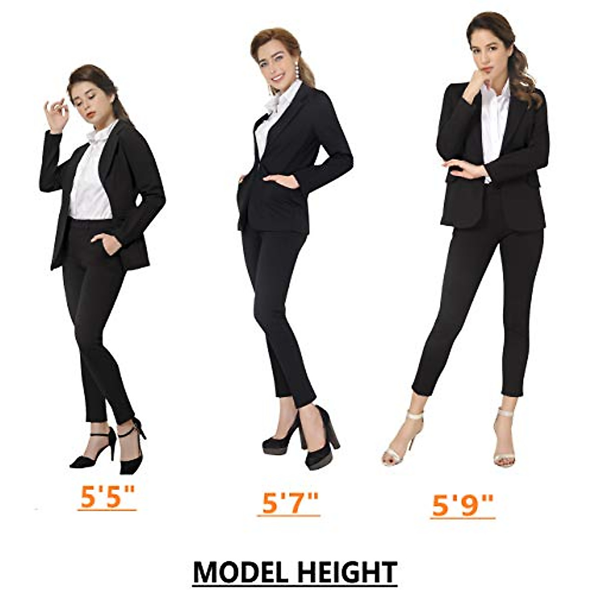 Marycrafts Women's Business Blazer Pant Suit Set for Work (Black, Numeric_12)