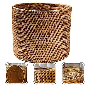 ULTECHNOVO Woven Wastebasket Imitated Basket, Decorative Vegetable Wicker Sundries Holder Grass Rattan Round Basket Container Vintage Organizing L Pastoral Potato Finishing S Bathroom