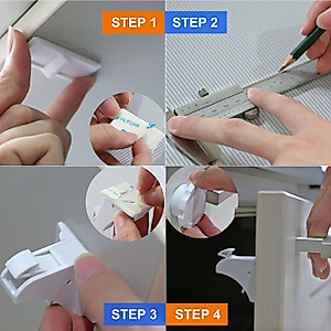 Ximenia Safety Magnetic Cabinet Locks 8 Locks 2 Keys for Drawers, Cabinet Doors - Non-Destructive, No Drilling Baby / Childproof Magnetic Locking System