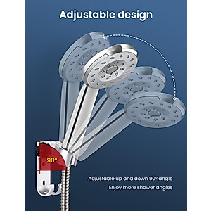Strong Adhesive and Waterproof Shower Head Holder, Adjustable Handheld Shower Wand Holder Wall Mount Shower Bracket (1 Pack)